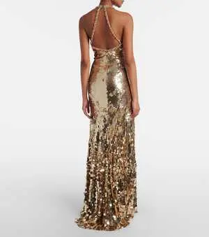 Jenny Packham Mars Gathered Sequined Gown