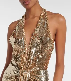Jenny Packham Mars Gathered Sequined Gown