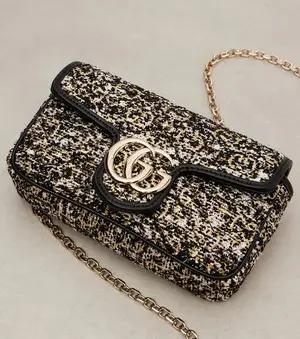 Gucci Gg Marmont Mini Tweed Shoulder Bag