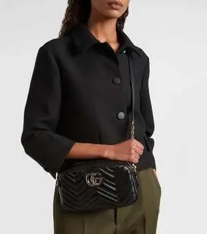 Gucci Gg Marmont Small Leather Crossbody Bag - Black
