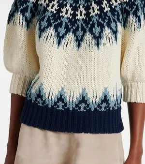 Altuzarra Cotton Fair Isle Crewneck Sweater - Blue