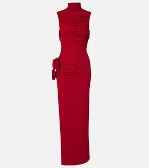 Magda Butrym Floral-appliqué Draped Gown - Red