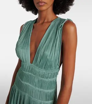 Ulla Johnson Tasneem Satin Plisse Gown - Blue
