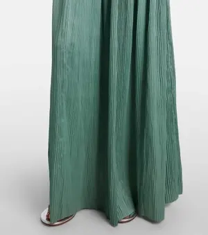 Ulla Johnson Tasneem Satin Plisse Gown - Blue
