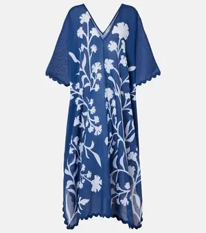JULIET DUNN Scalloped Cotton Kaftan - Blue