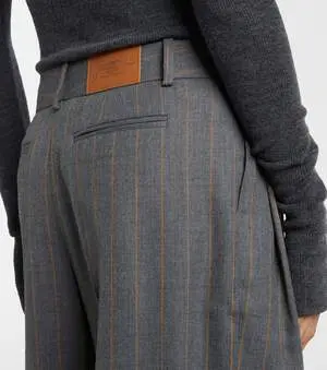 GANNI Pinstriped Wide-leg Trousers