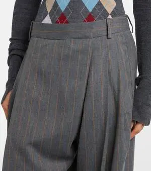 GANNI Pinstriped Wide-leg Trousers
