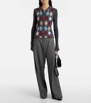 GANNI Pinstriped Wide-leg Trousers