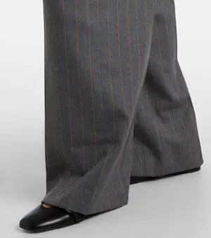 GANNI Pinstriped Wide-leg Trousers