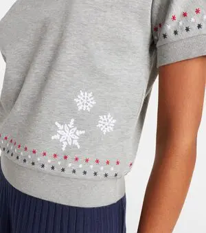 Thom Browne Embroidered Cotton Jersey T-shirt - Grey