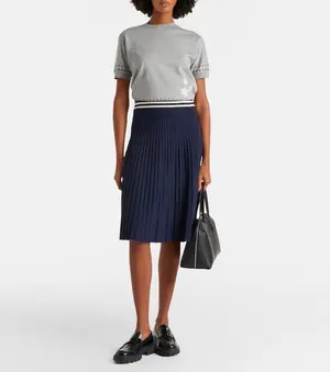 Thom Browne Embroidered Cotton Jersey T-shirt - Grey