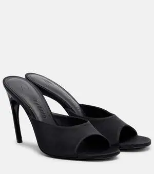 Attico Betta Satin Mules - Black