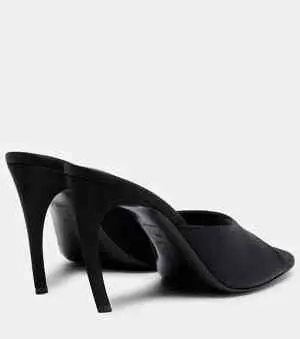 Attico Betta Satin Mules - Black
