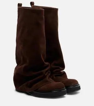 Attico Robin Suede Knee-high Boots - Brown