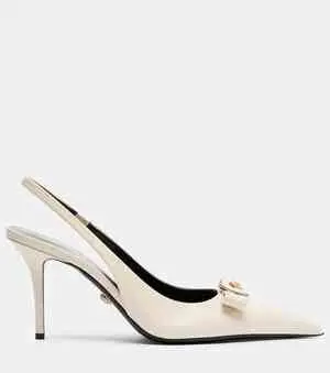 Versace Ribbon 85 Leather Slingback Pumps