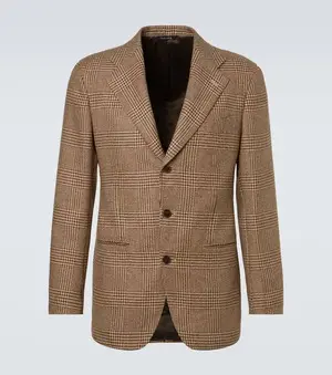 SAMAN AMEL Prince Of Wales Check Alpaca Blazer