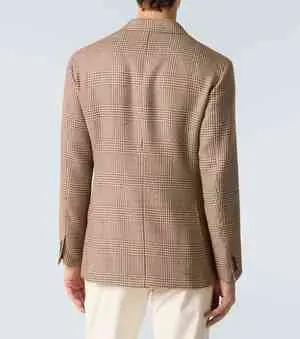 SAMAN AMEL Prince Of Wales Check Alpaca Blazer