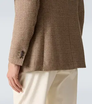 SAMAN AMEL Prince Of Wales Check Alpaca Blazer