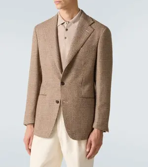 SAMAN AMEL Prince Of Wales Check Alpaca Blazer