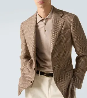 SAMAN AMEL Prince Of Wales Check Alpaca Blazer