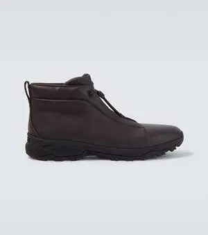 Zegna Triple Stitch Vetta Leather Sneakers - Brown
