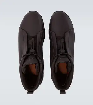 Zegna Triple Stitch Vetta Leather Sneakers - Brown