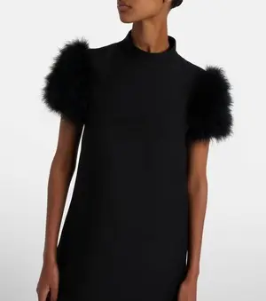 Valentino Garavani Crepe Couture Feather-trimmed Mini Dress - Black