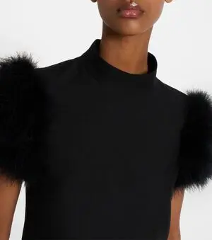 Valentino Garavani Crepe Couture Feather-trimmed Mini Dress - Black
