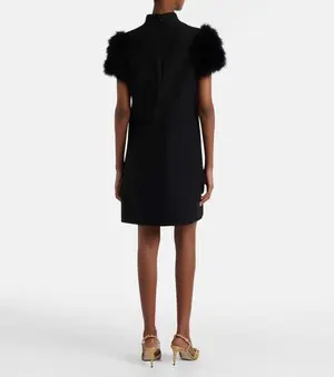 Valentino Garavani Crepe Couture Feather-trimmed Mini Dress - Black