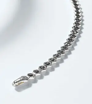 David Yurman Hex Sterling Bracelet With Black Diamonds