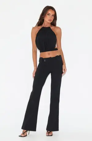 TIGER MIST Cutout Halter Crop Top - Black
