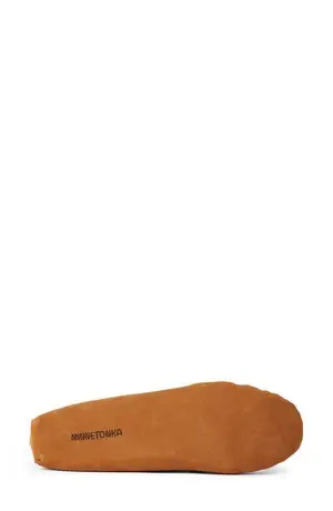 Minnetonka Faux Fur Lined Suede Slipper - Brown