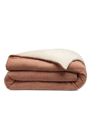 CRANE HOME Crinkled Cotton & Linen Duvet Cover - Rust