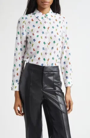 Alice + Olivia X Grateful Dead Willa Printed Silk Shirt