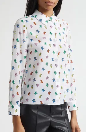 Alice + Olivia X Grateful Dead Willa Printed Silk Shirt
