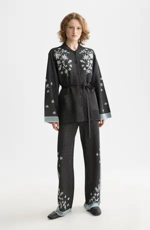 Scotch & Soda Jacquard Knit Wide-leg Pants - Meteorite