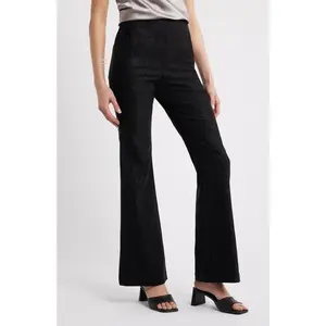 Hue High-waisted Etched Floral Flare Leg Trousers