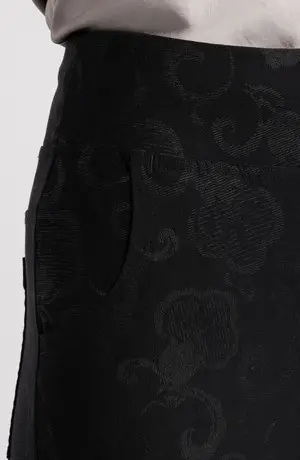 Hue High-waisted Etched Floral Flare Leg Trousers
