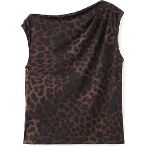 Mango Leopard Print Pleated Top