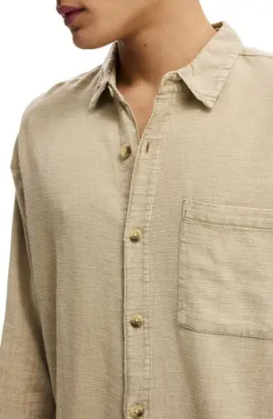 COTTON ON Washed Long Sleeve Shirt - Washed Stone