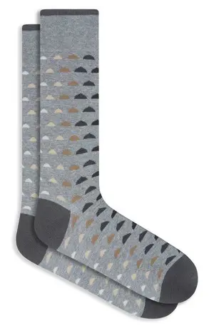Bugatchi Semicircle Mercerized Cotton Blend Dress Socks - Cement