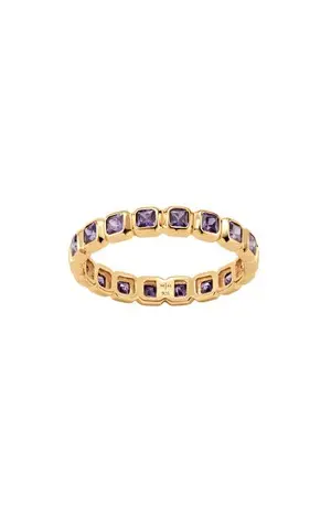 MADE BY MARY Cubic Zirconia Eternity Birthstone Ring - Gold/february