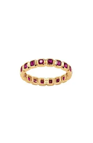 MADE BY MARY Cubic Zirconia Eternity Birthstone Ring - Gold/july