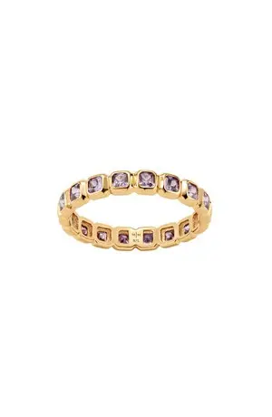 MADE BY MARY Cubic Zirconia Eternity Birthstone Ring - Gold/june