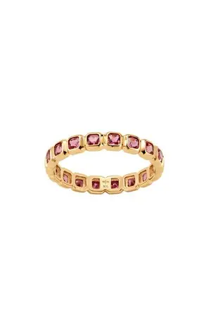 MADE BY MARY Cubic Zirconia Eternity Birthstone Ring - Gold/october