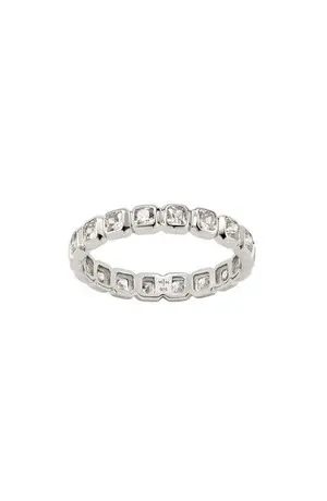 MADE BY MARY Cubic Zirconia Eternity Birthstone Ring Silver/april