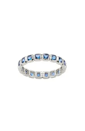 MADE BY MARY Cubic Zirconia Eternity Birthstone Ring Silver/december