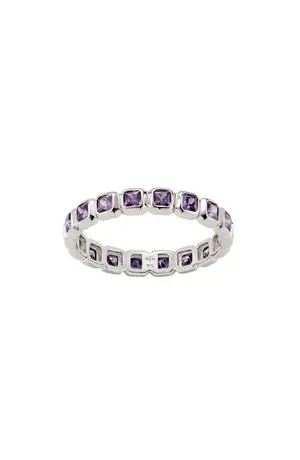 MADE BY MARY Cubic Zirconia Eternity Birthstone Ring Silver/february