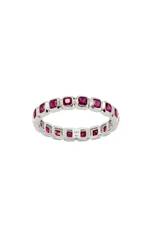 MADE BY MARY Cubic Zirconia Eternity Birthstone Ring Silver/july