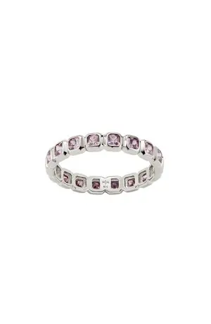 MADE BY MARY Cubic Zirconia Eternity Birthstone Ring Silver/june